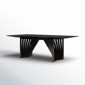 AllModern Margery 86.5" Double Pedestal Dining Table - Lacquered Glass Top | Wayfair